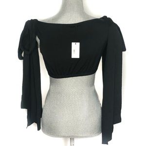 Milly | Tops | Milly Top Nwt Tara Bow Crop Top Tie Cotton Aa52 | Poshmark